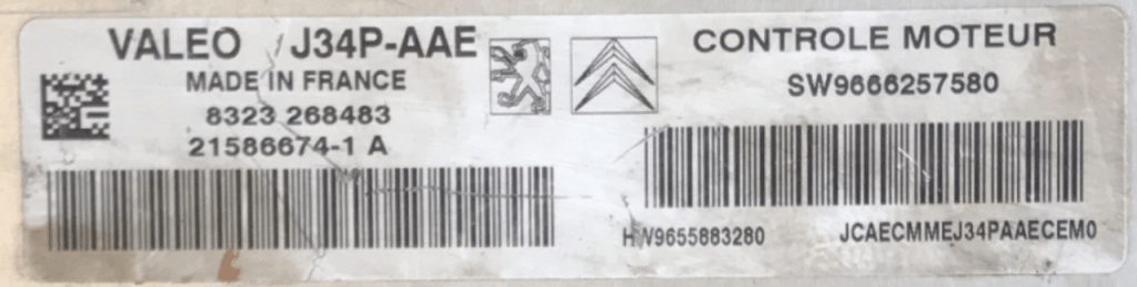 Engine ECU, VALEO, J34P-AAE, 21566674-1 A - Karpart